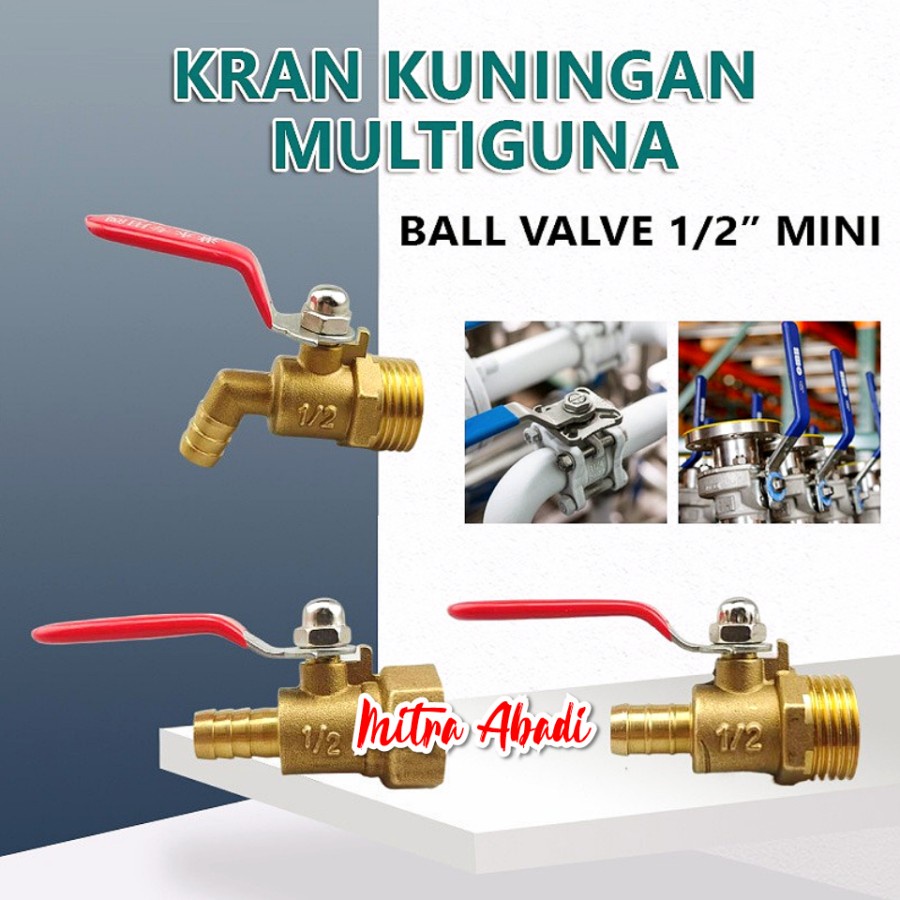 Jual Keran / Kran Kuningan MULTIGUNA 1/2 INCH Mini Ball Valve | Shopee ...