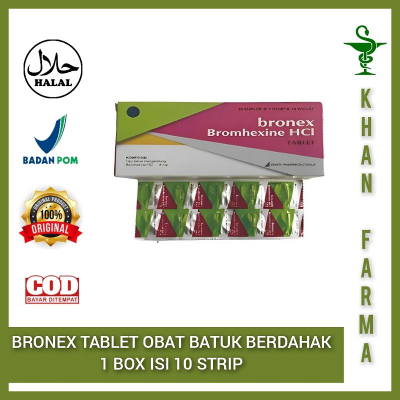 Jual BRONEX TABLET OBAT BATUK BERDAHAK ANAK DEWASA 1 BOX ISI 10 STRIP ...