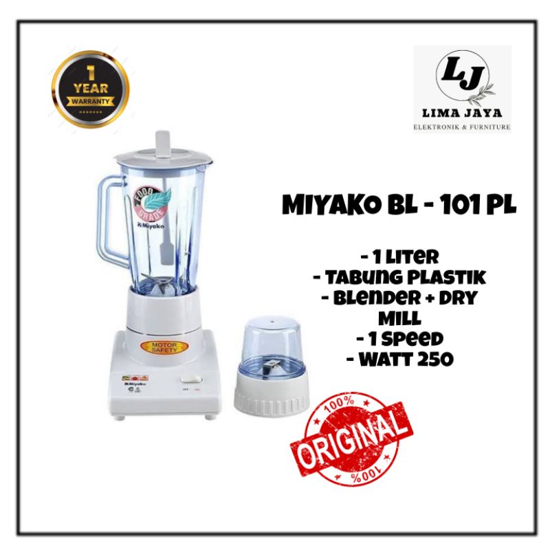 Jual Blender Miyako Plastik 2 IN 1 BL 101 PL 1 Liter New Original ...