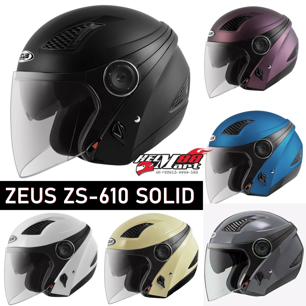 Jual Helm Zeus 610 Solid Half Face Double Visor ZS610 Polos ZS-610 ...