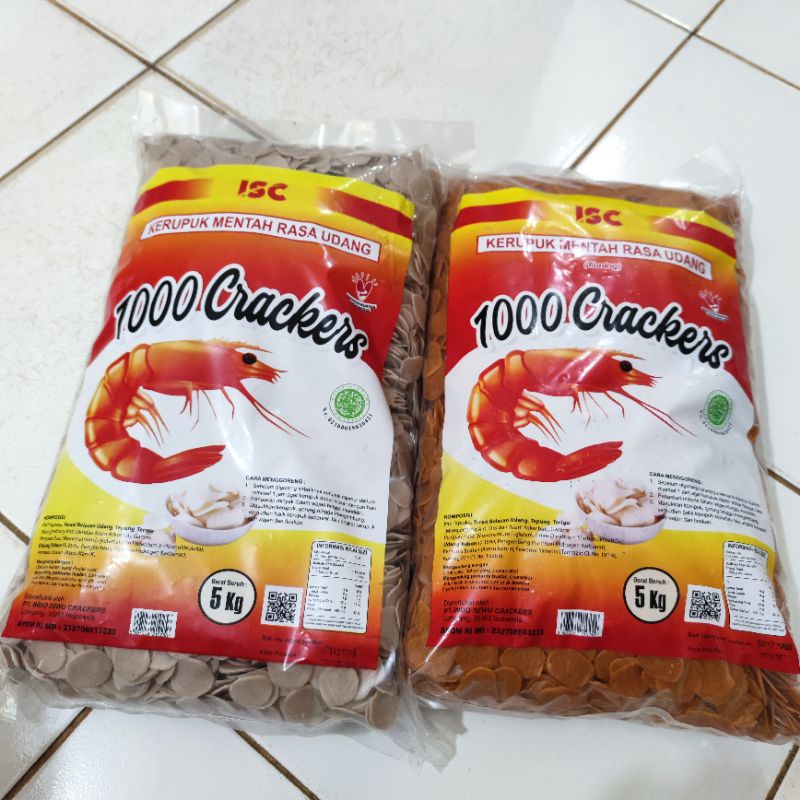 Jual kerupuk mentah rasa udang 1000 CRACKERS 5kg kuning dan putih ...