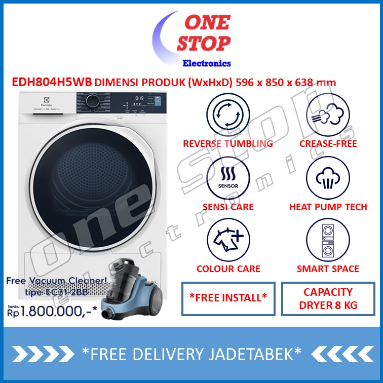Jual ELECTROLUX EDH804H5WB / EDH 804H5WB Heat Pump Dryer 8Kg | Shopee ...