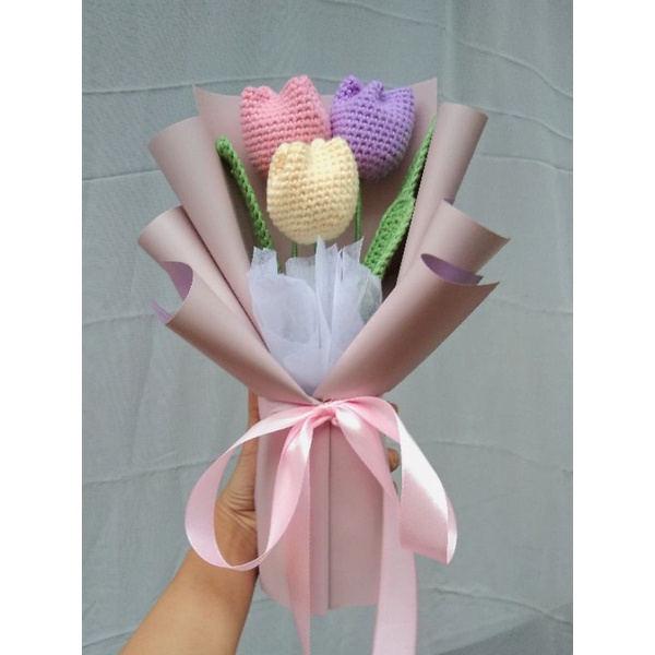 Jual Buket Bunga Tulip | Buket Bunga Rajut | Shopee Indonesia