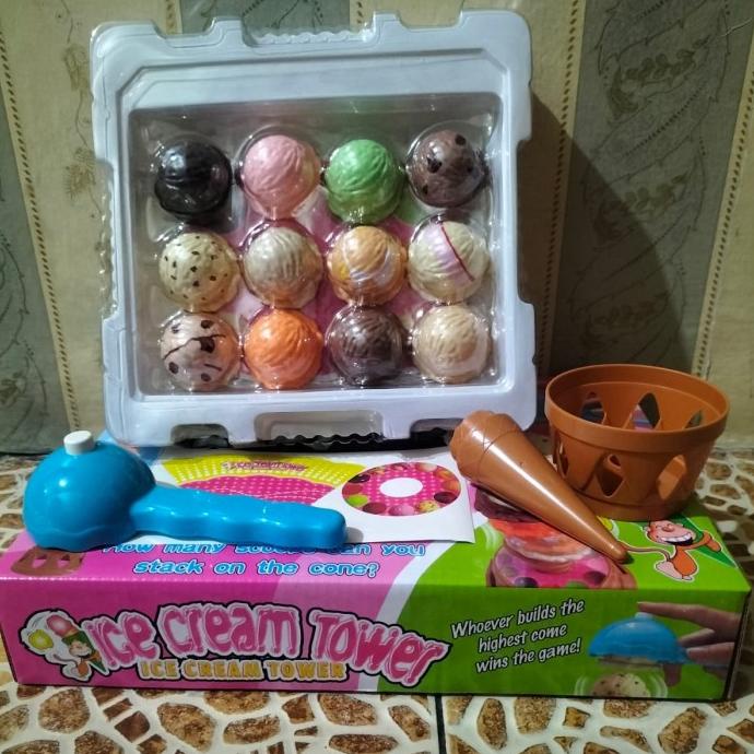 Jual Mainan ice Cream Tower Edukasi Susun Es Krim Cone Non Gerobak Anak ...