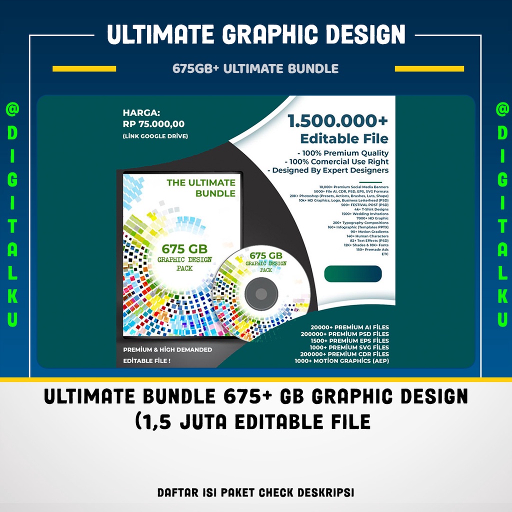 Jual 675+ GB Ultimate Graphic Design Bundle (1,5 Juta Editable File ...