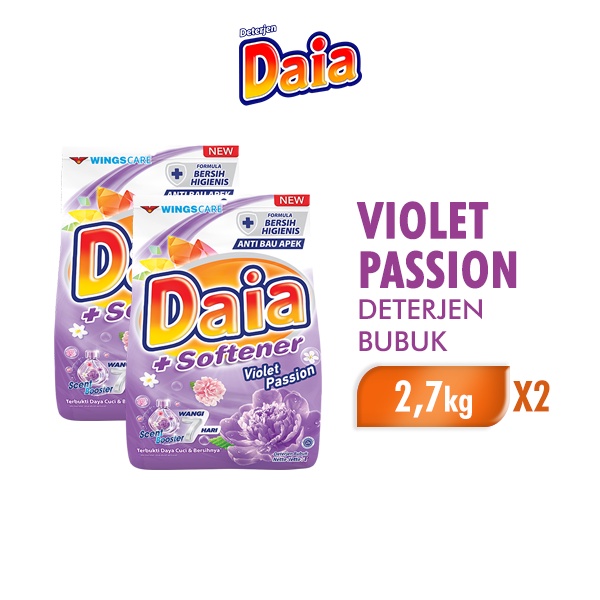 Jual Daia Powder Detergent & Softener Violet Bag 2 x 2,7 kg | Shopee Indonesia