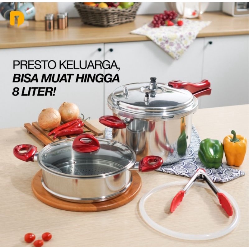 Jual HOMECOOK PRESTO SET OF 5 KUKUSAN PANCI PRESTO STEAMER 8 LITER + BONUS | Shopee Indonesia