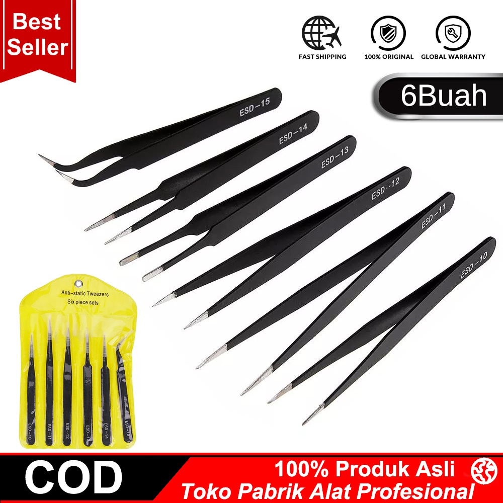 Jual COOFARI Pinset Anti Karat Set Pinset Presisi 6 Buah | Shopee Indonesia