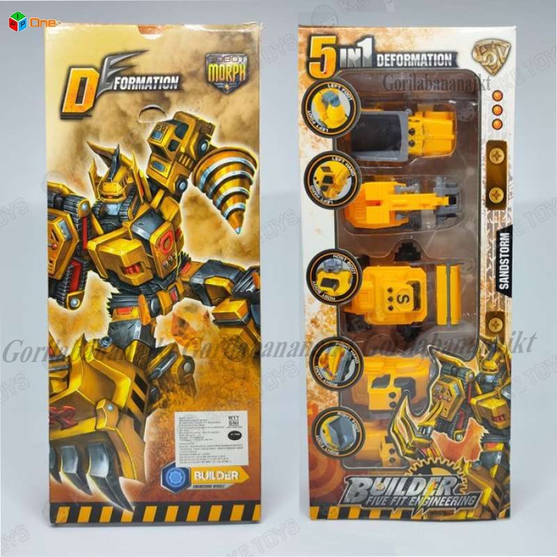 Jual Mainan Mobil Robot Builder Fire Fit Engineering 5 in 1 Deformation ...