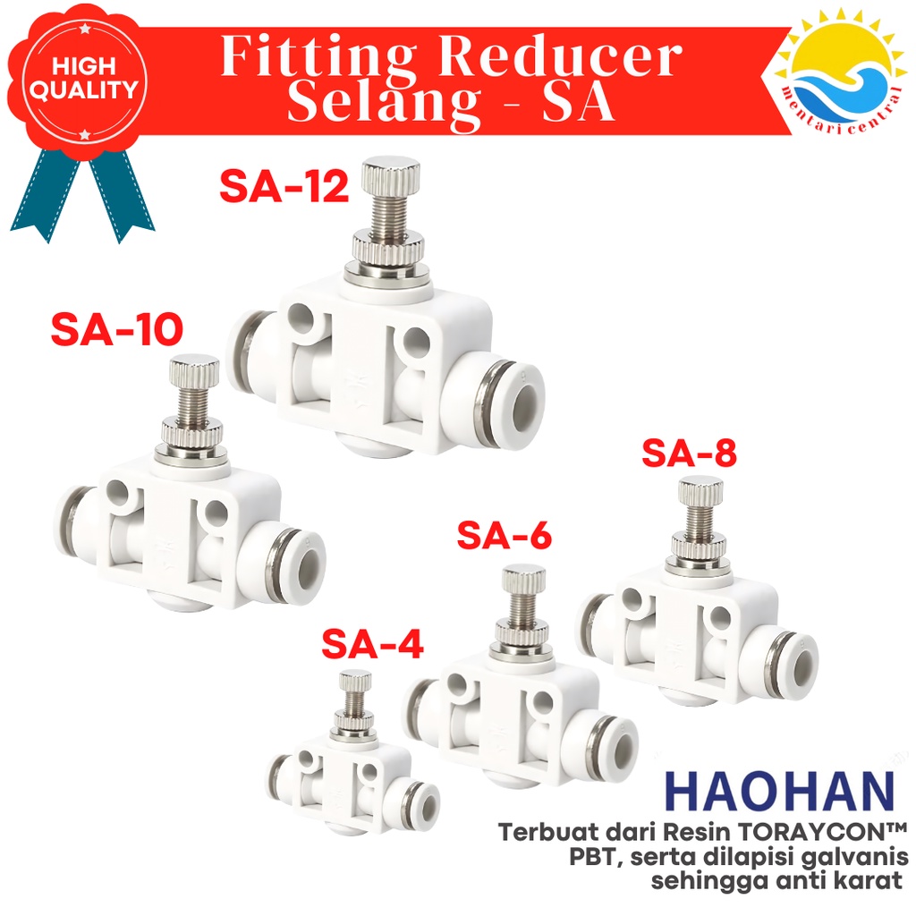 Jual Flow Speed Control Valve Fitting Pneumatic Kran Slip Lock Selang ...