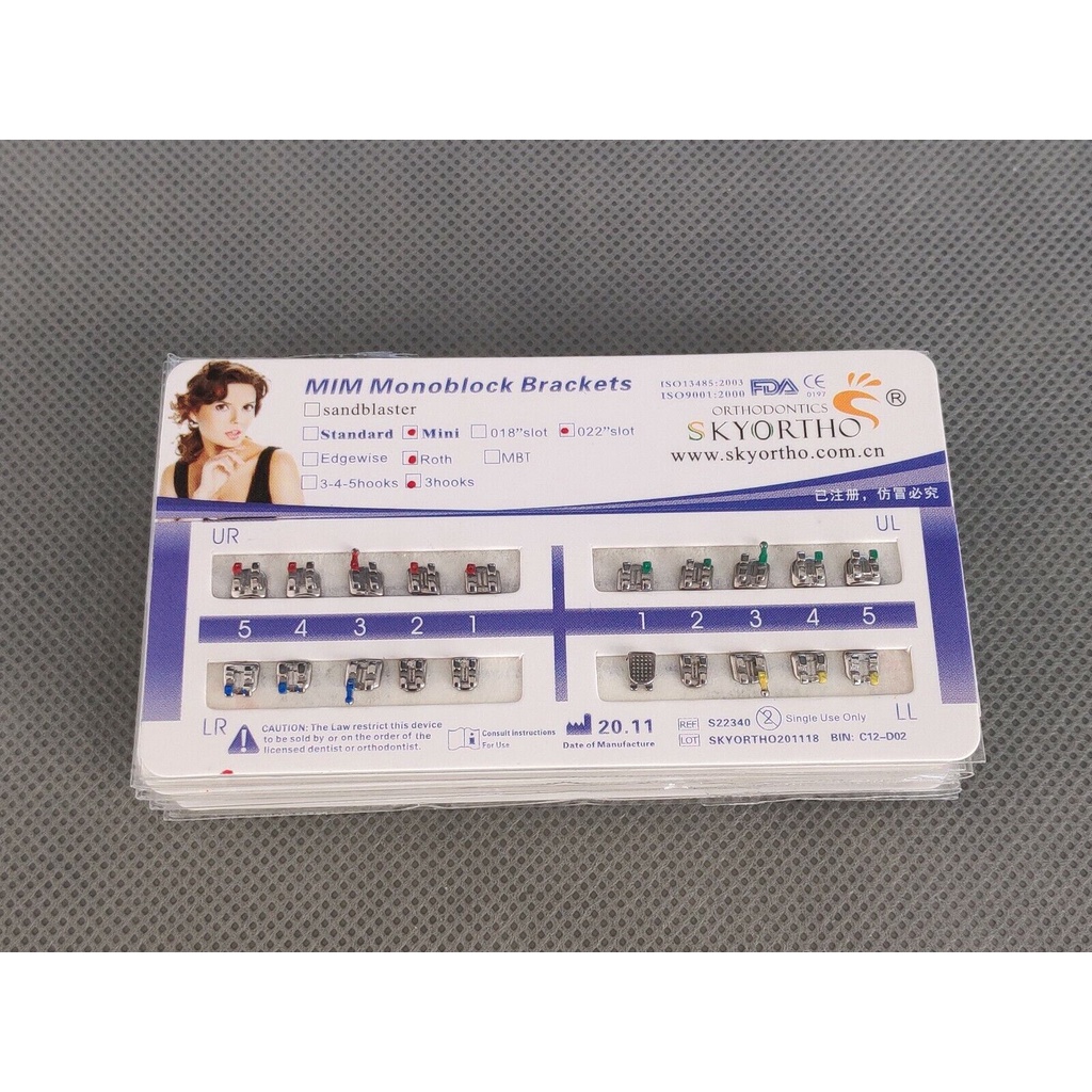 Jual 1 Set Dental Metal Bracket Behel MIM Monoblock Mini Roth 022 3 ...