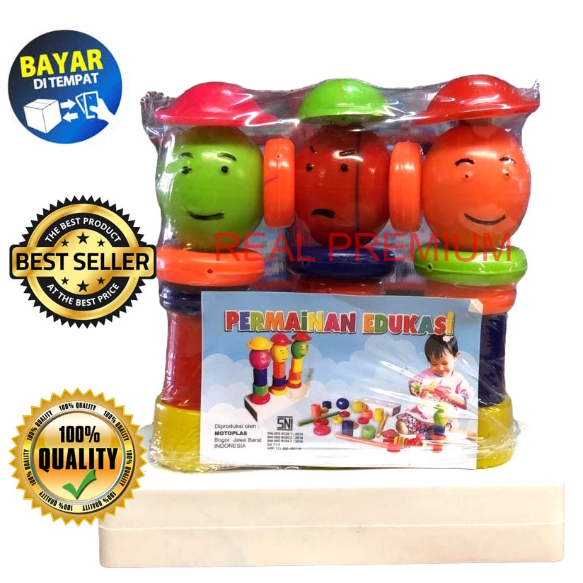 Jual Mainan Edukasi anak Bongkar Pasang Susun Triple Topi / Puzzle ...