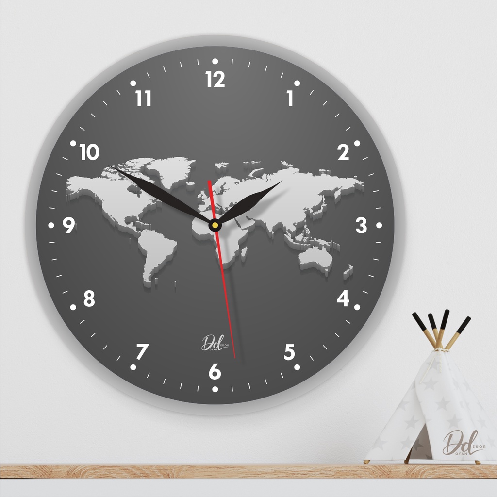 Jual VINTAGE JAM DINDING RUMAH AESTHETIC DEKORASI RUANG TAMU PETA DUNIA ...