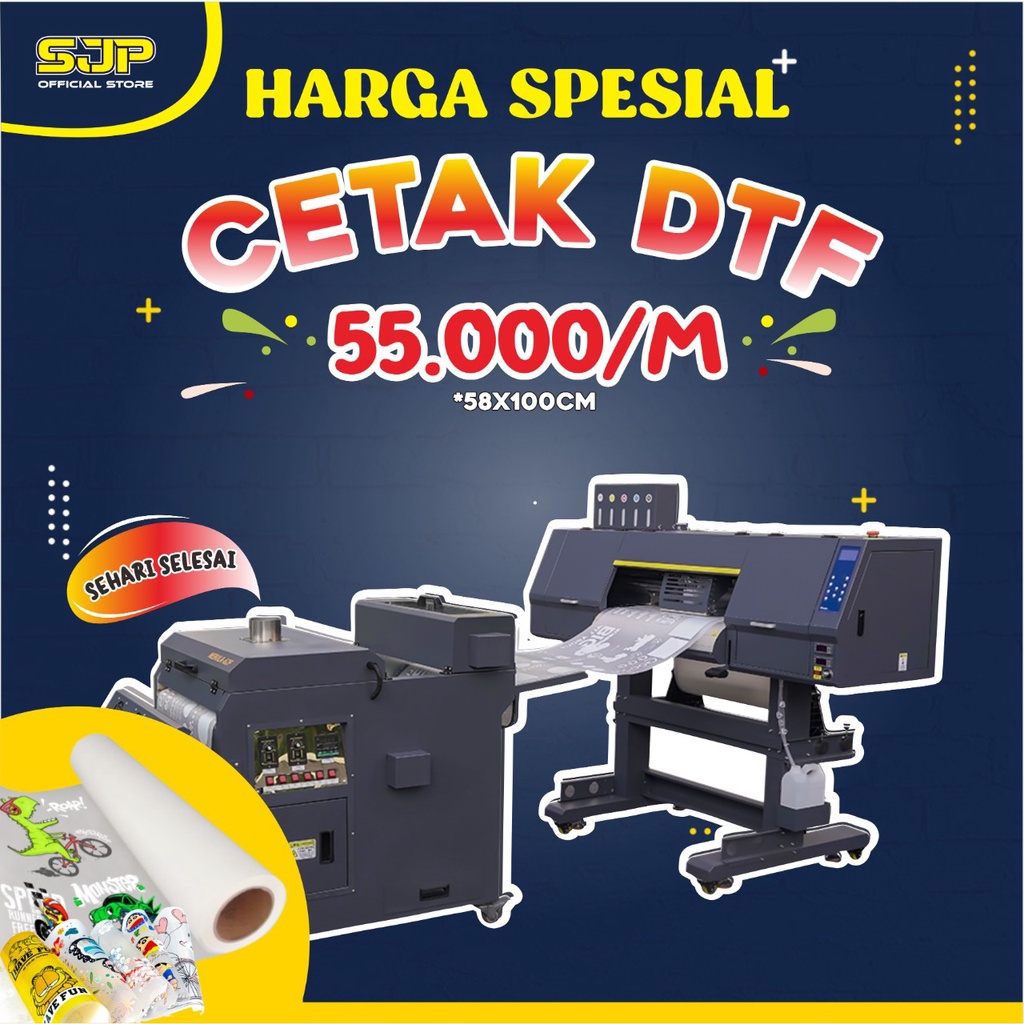 Jual CETAK DTF / Siap Press Ukuran 1Meter 58cm x 100cm | Shopee Indonesia