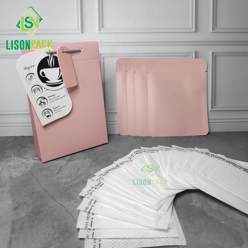 Jual Paket Kemasan Drip Coffee (Box Segitiga Pink + Sachet Pink + Drip ...