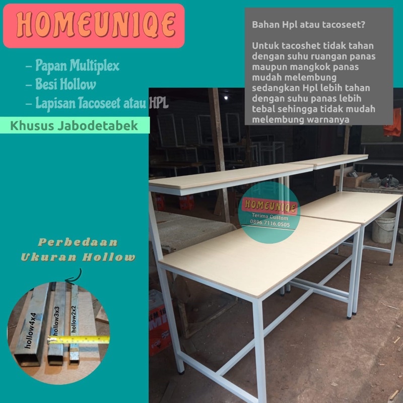 Jual HOMEUNIQE MEJA TEKNISI MEJA RAK MEJA AMBALAN MEJA COUNTER | Shopee ...