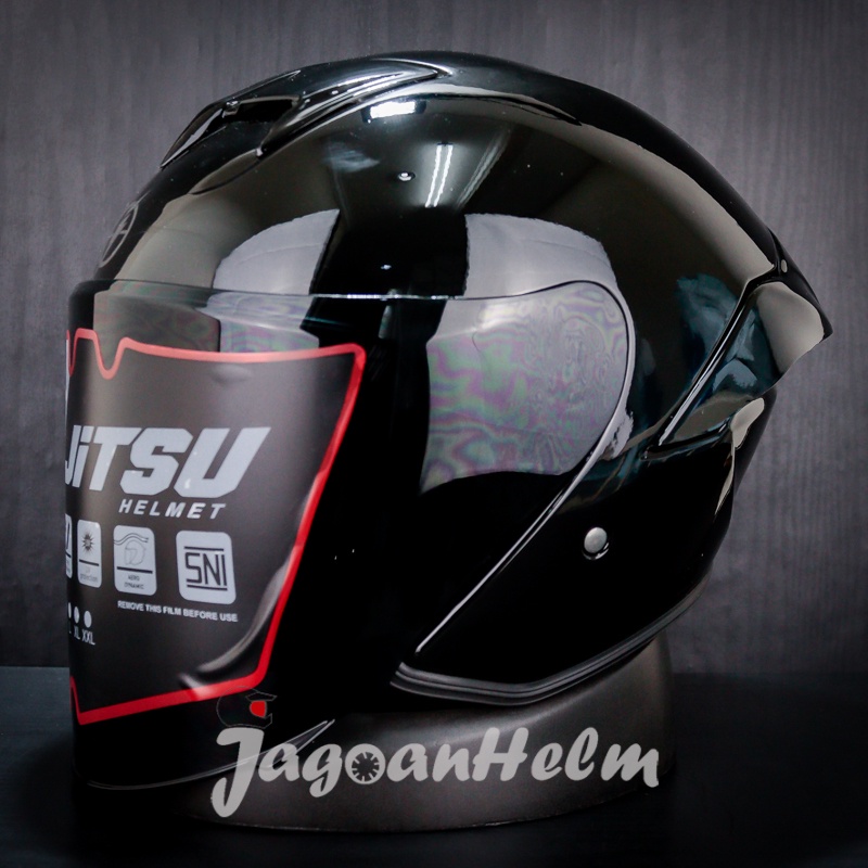 Jual JITSU HELM JS1 SOLID |BLACK GLOSS |HALF FACE | Shopee Indonesia