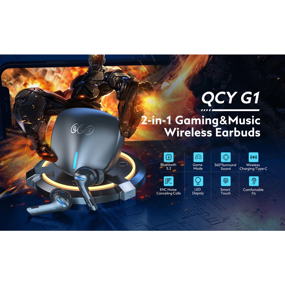 Jual Headset Earphone TWS Gaming Bluetooth QCY G1 | Shopee Indonesia