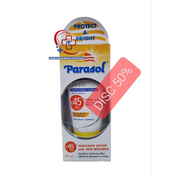 Jual PARASOL Protect Bright Sunscreen Lotion Spf 45+Uva+Uvb+Pa++ 50 ml ...