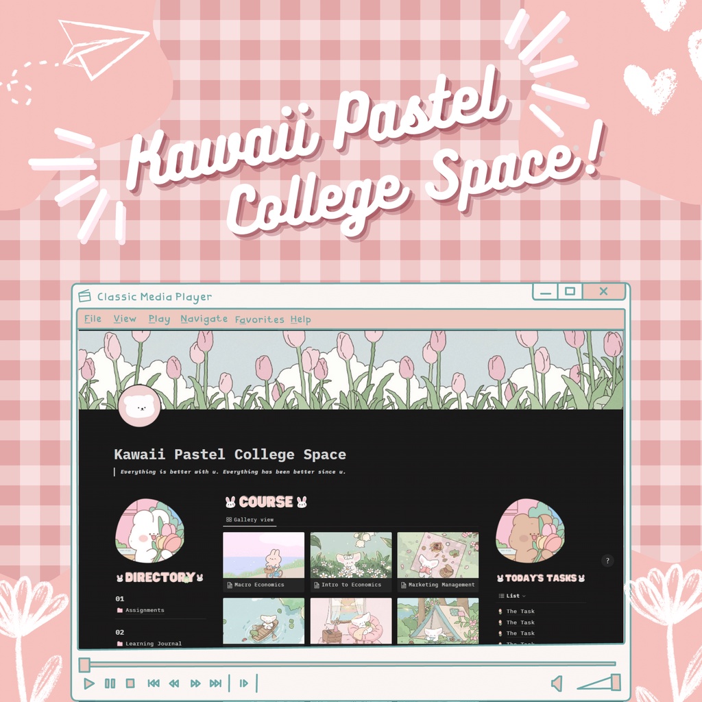 Jual Aesthetic Notion Template | Kawaii Pastel College Space | Beginner ...