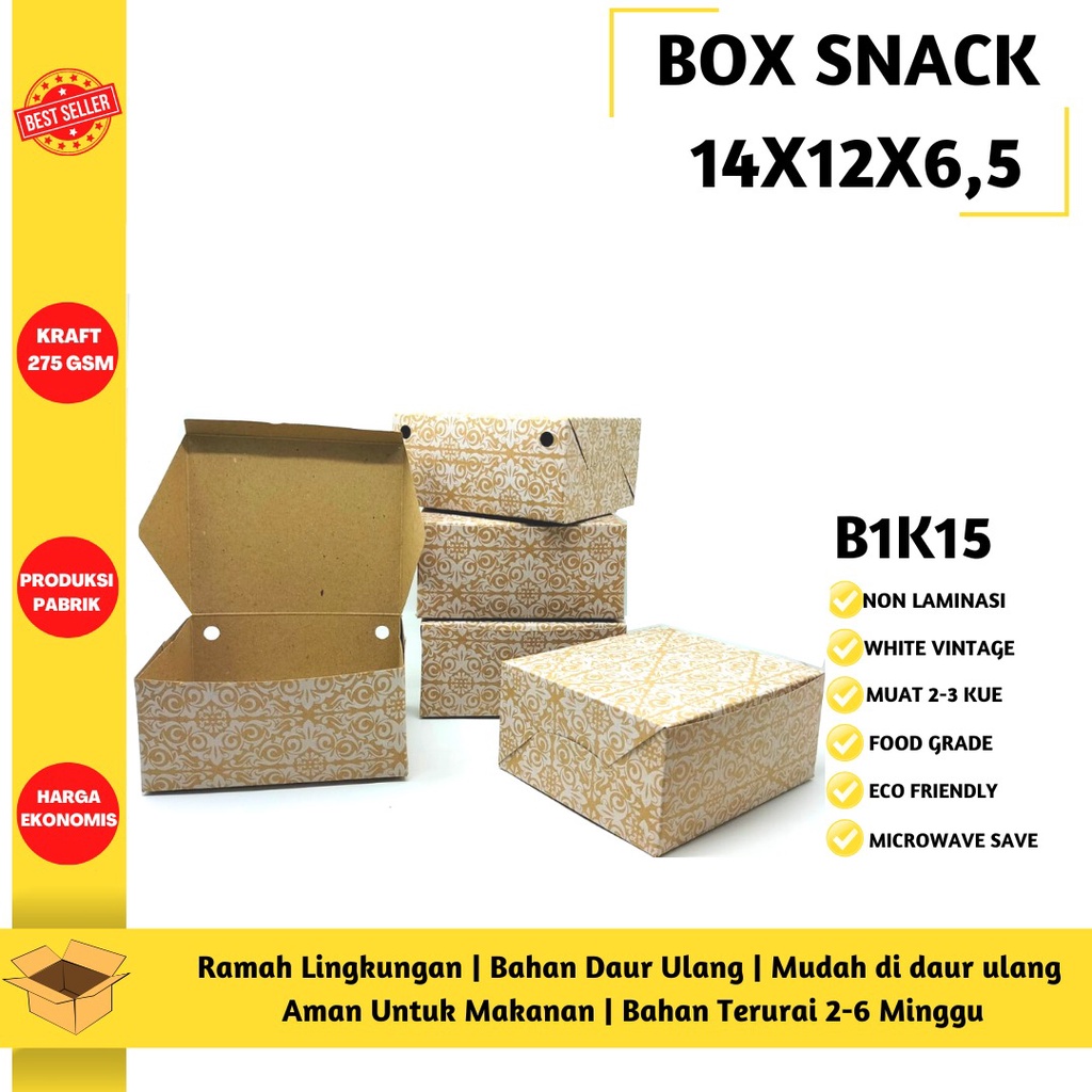 Jual Snack Box Box Snack Dus Snack Dus Roti B1K15-14X12X6.5-No ...