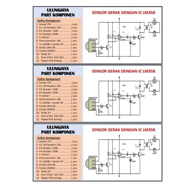 Jual skema rangkaian module sensor gerak motion detection dengan IC ...