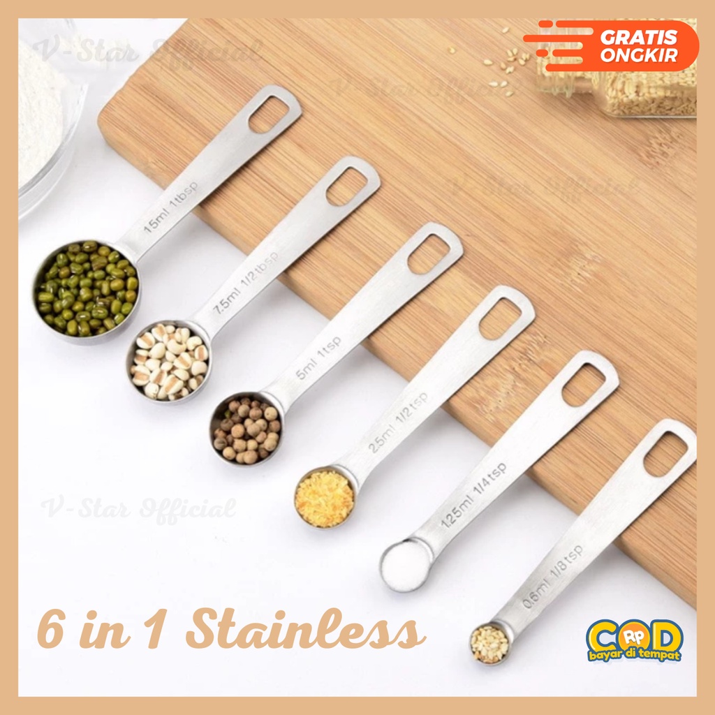 Jual Sendok Takaran Ukuran Mili Gram Set 6 in1 Kue Bumbu Susu Kopi ...