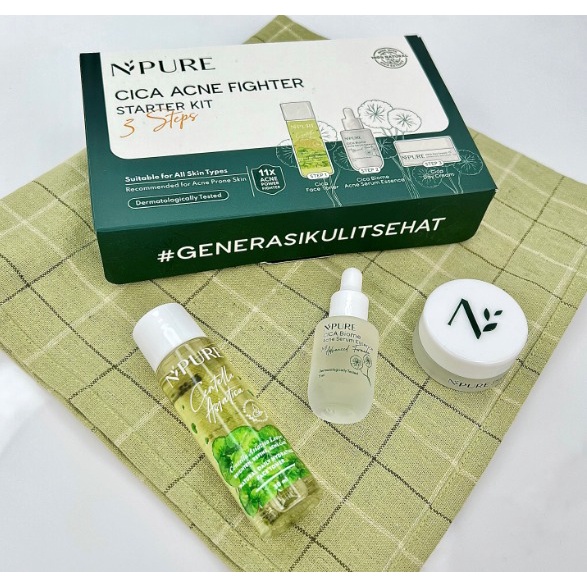 Jual Npure Cica Acne Fighter Starter Kit | Cica Face Toner Cica Biome ...