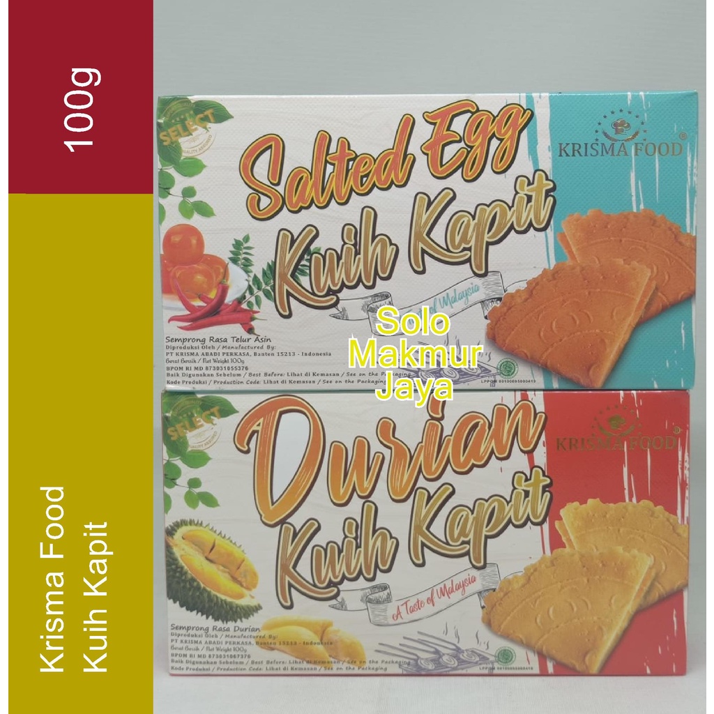 Jual Krisma Food Durian-Salted Egg Kuih Kapit 100gram 100gr 100 gr Kueh ...