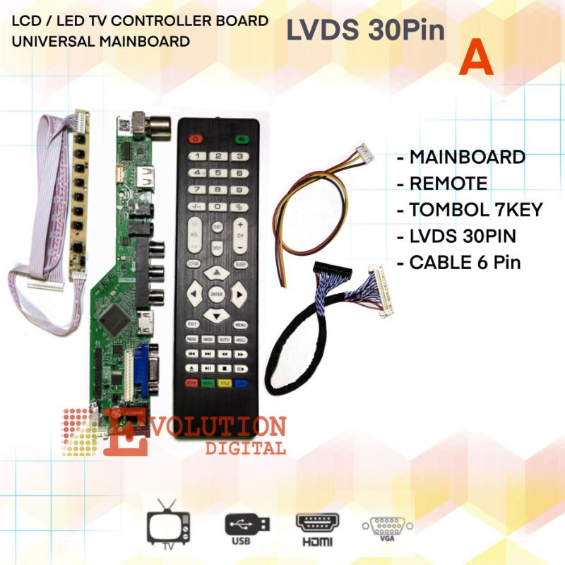 Jual Universal LED LCD Tv Controller Board / Mainboard LED LCD Tv Universal Paket Mainboard LVDS ...