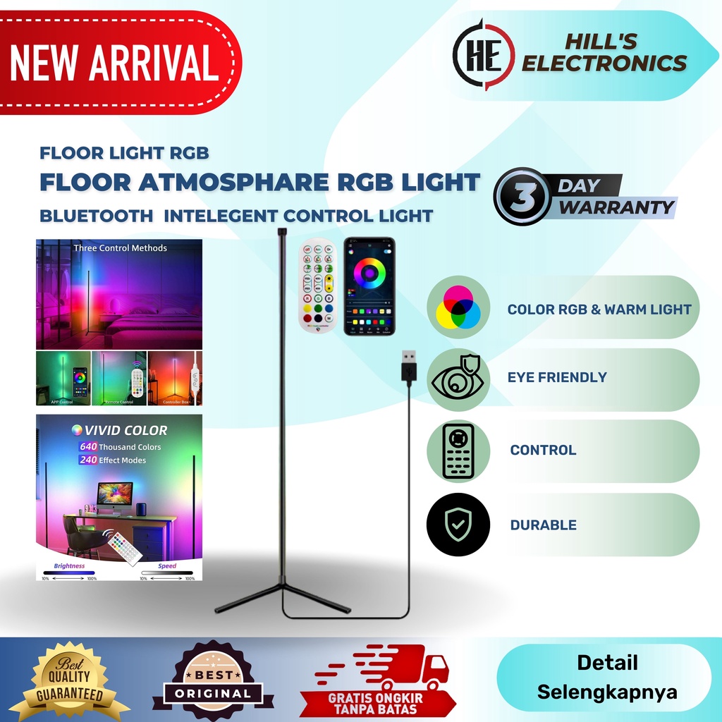 Jual Stand Sudut Led Rgb Lantai Minimalis / Standing Side Floor Lamp ...