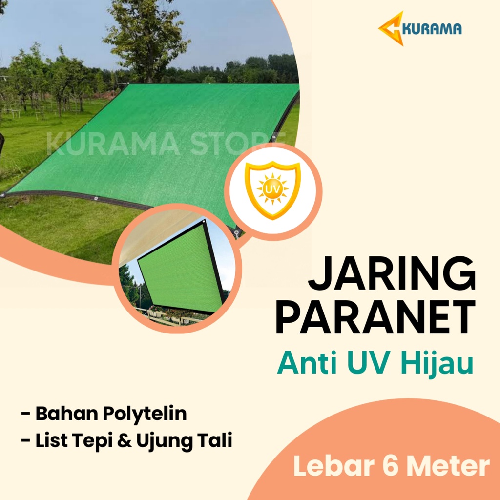 Jual Paranet hijau Lebar 6 Meter Jaring Tanaman Anti Panas Matahari ...