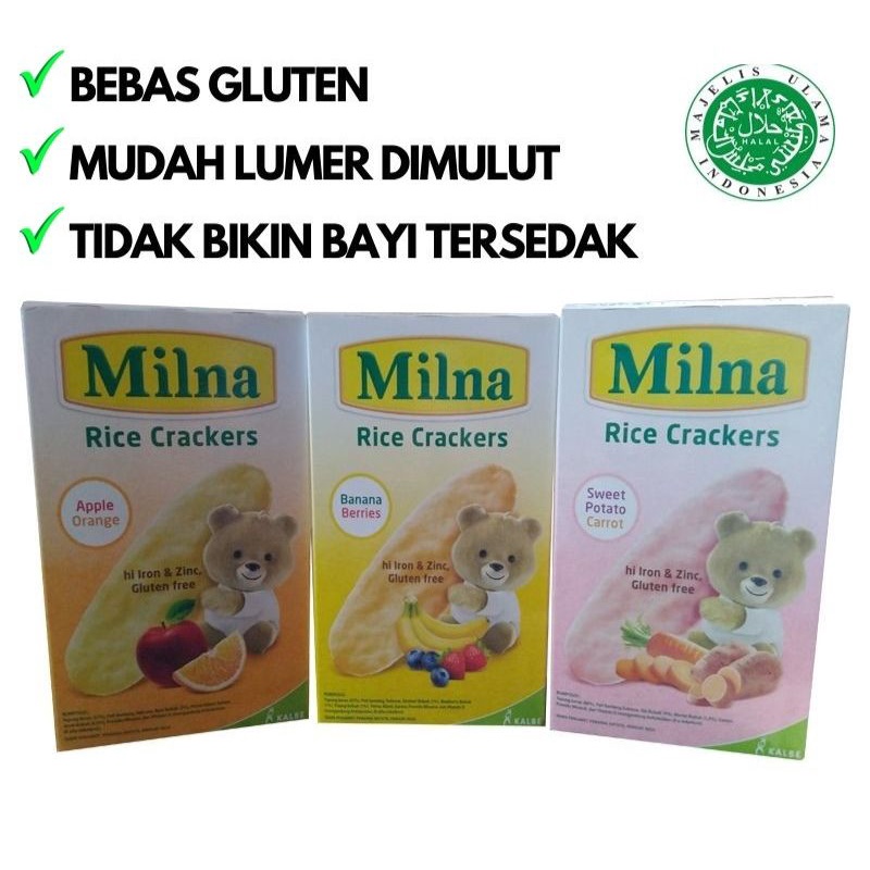 Jual biskuit bayi 6 bulan milna rice crackers camilan bayi | Shopee ...
