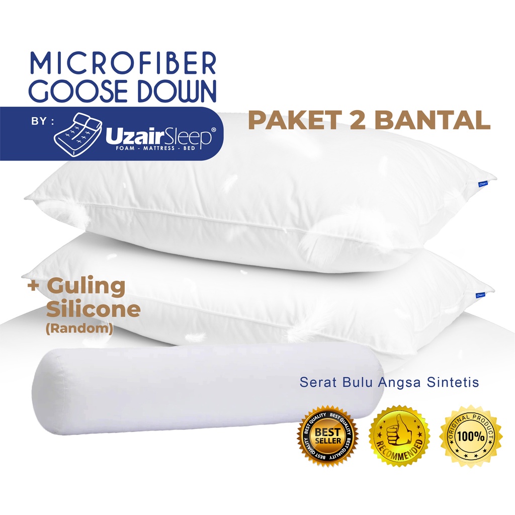 Jual UZAIR SLEEP - PAKET 2 BANTAL BULU ANGSA + 1 GULING | Pillow Guling ...