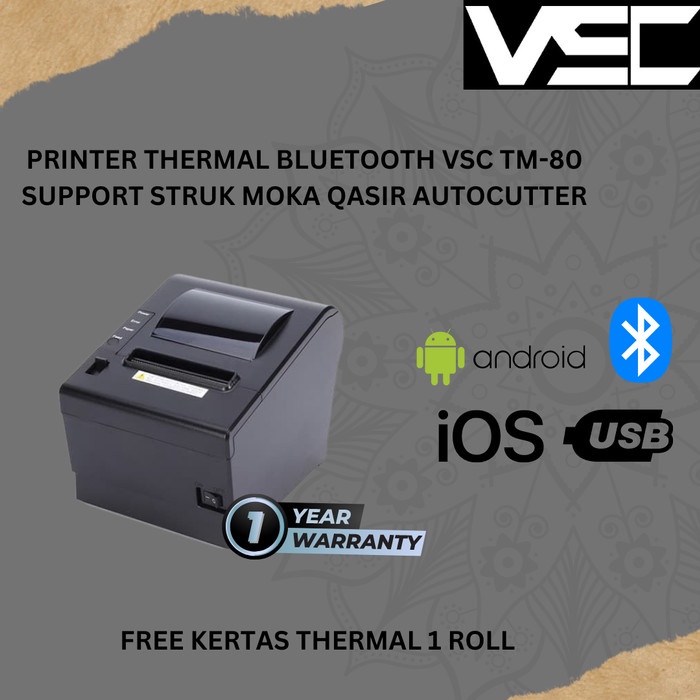 Jual PRINTER THERMAL BLUETOOTH VSC TM-80 SUPPORT STRUK MOKA QASIR ...