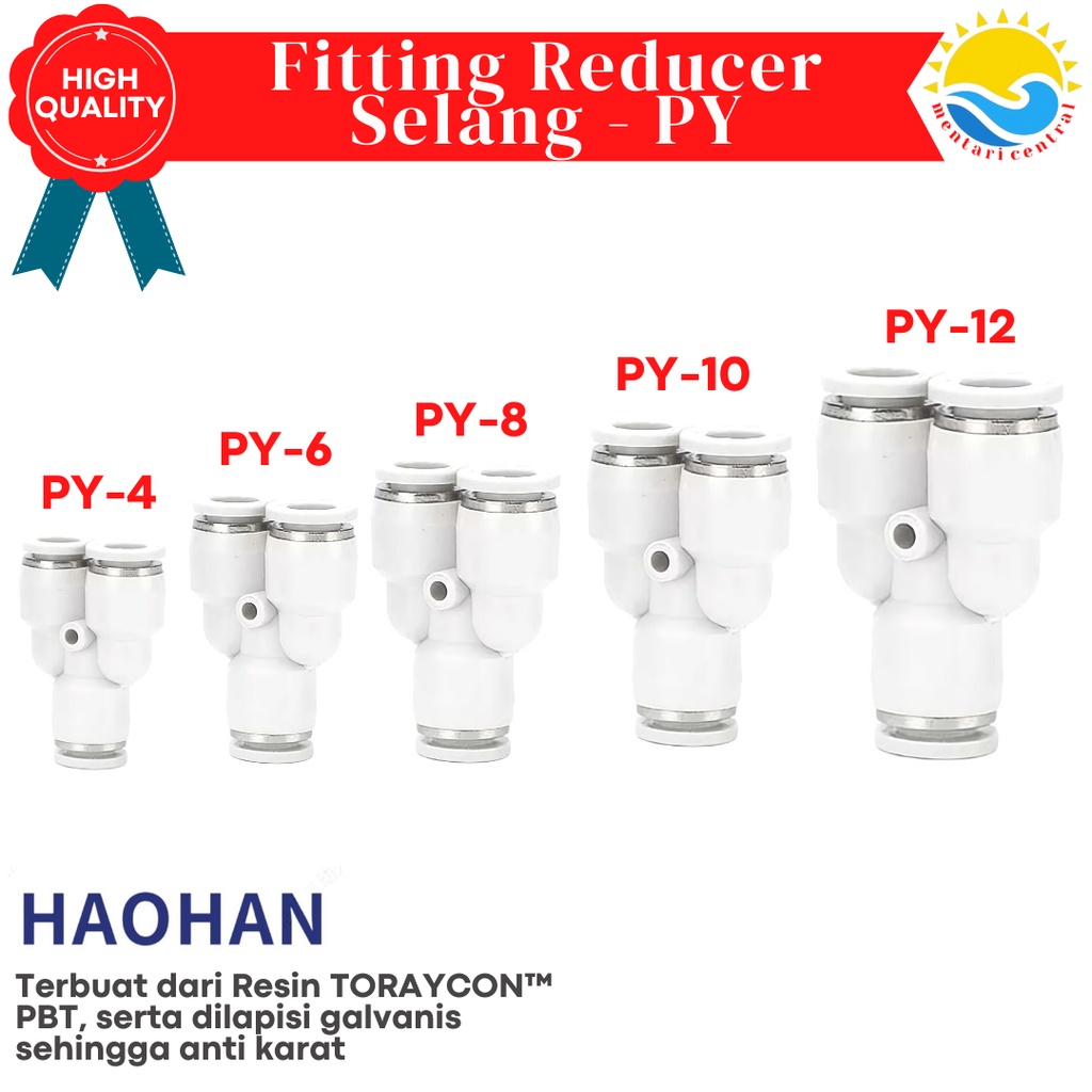 Jual PY Y connector Push In Fitting Konektor Slip Lock aeroponik ...