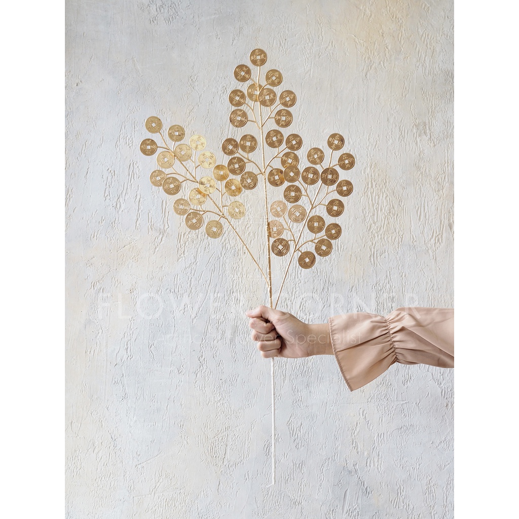 Jual Bunga Artificial Koin Emas Gold 3 Cabang (B23028) | Shopee Indonesia