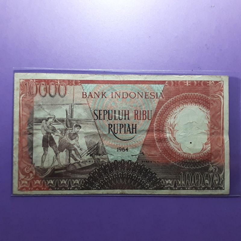 Jual Uang 10000 rupiah pekerja 1964 merah | Shopee Indonesia