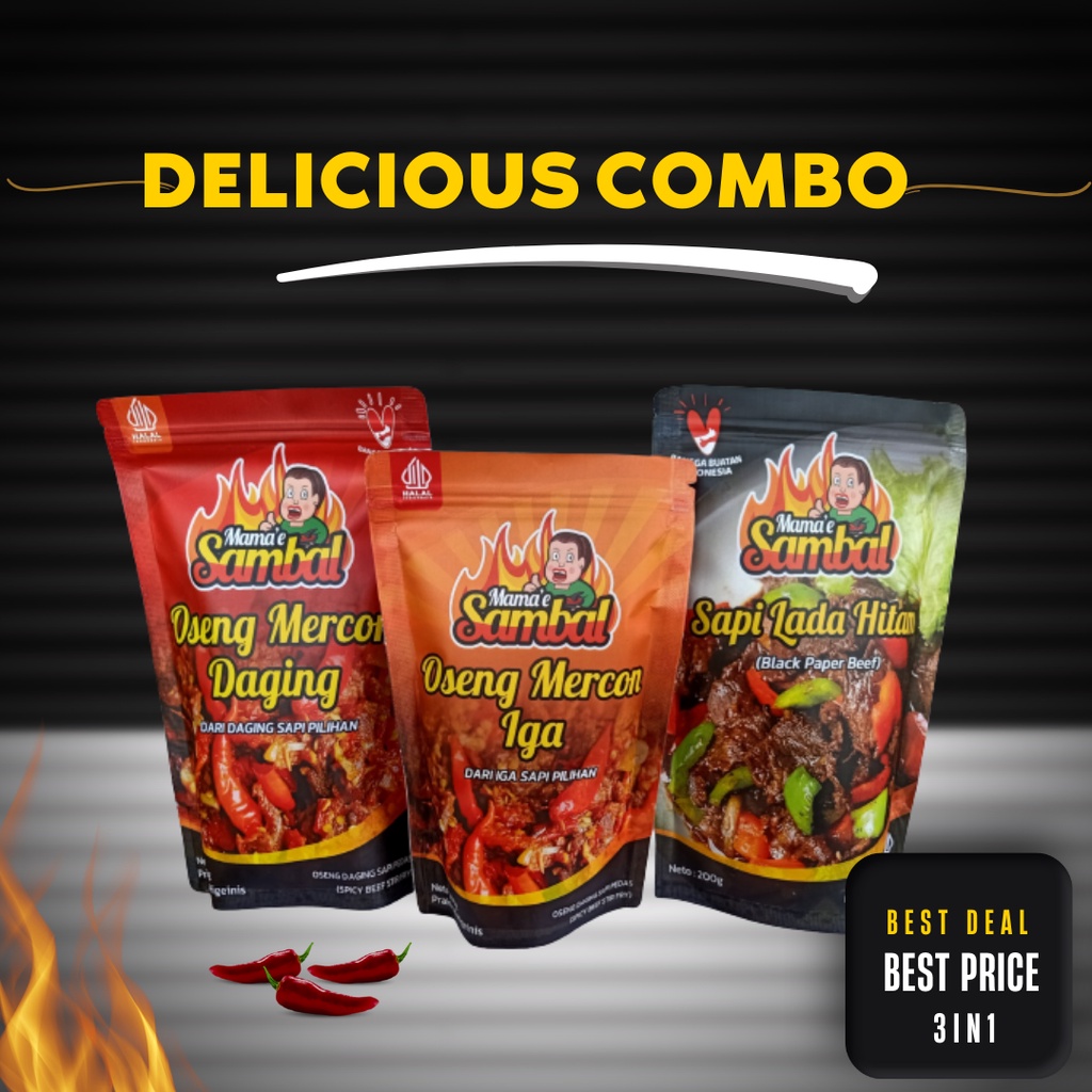 Jual Paket Delicious Combo 3in1 Sapi Lada Hitam + Oseng Mercon Daging ...