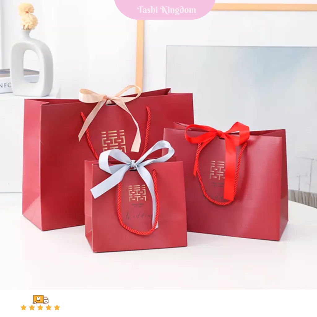 Jual Paperbag gift wedding / Tas kado Merah wedding kantong souvenir ...
