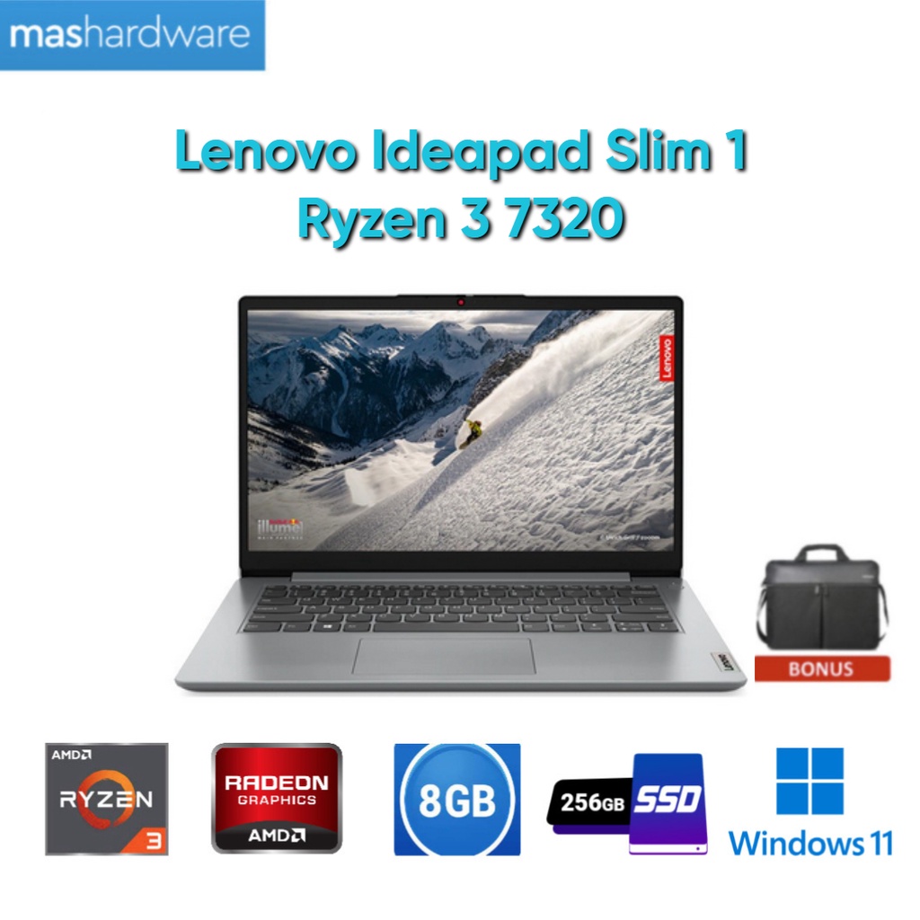 Jual Lenovo Ideapad Slim 1 14 AMD Ryzen 3 7320U 8GB 256SSD Radeon 610M Win11 OHS 14.0FHD ...