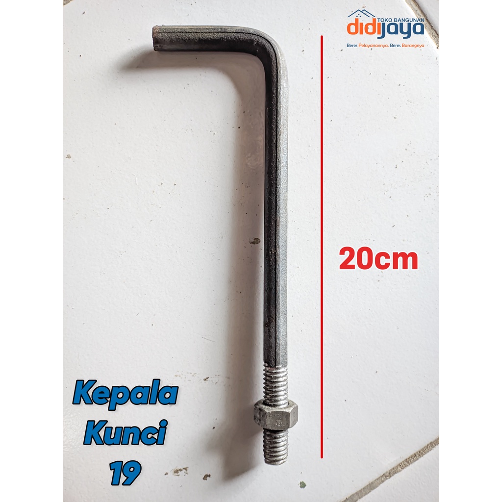 Jual Baut Blandar type L- Baut Kayu Balok Baja kunci 19mm panjang 20cm ...