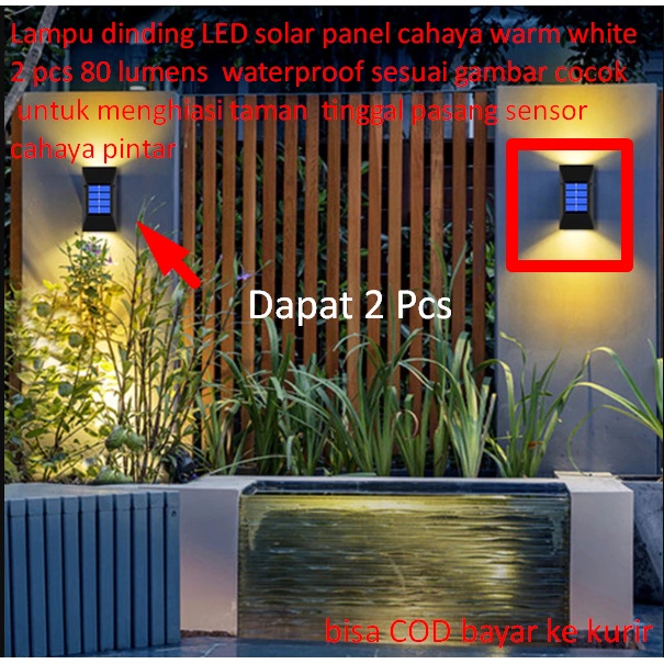 Jual Lampu dinding LED solar panel cahaya warm white 2 pcs 80 lumens ...