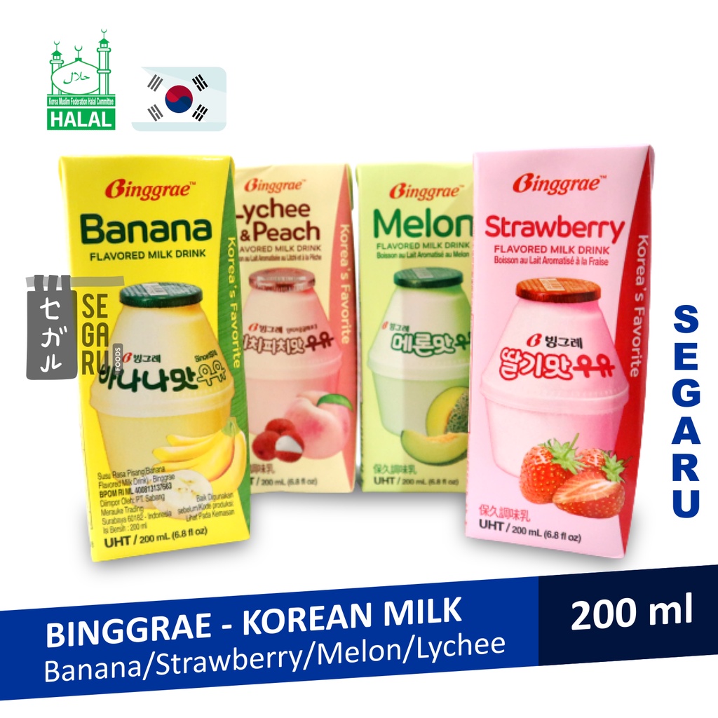 Jual Binggrae Banana / Strawberry / Melon / Lychee Flavored Milk Korean ...