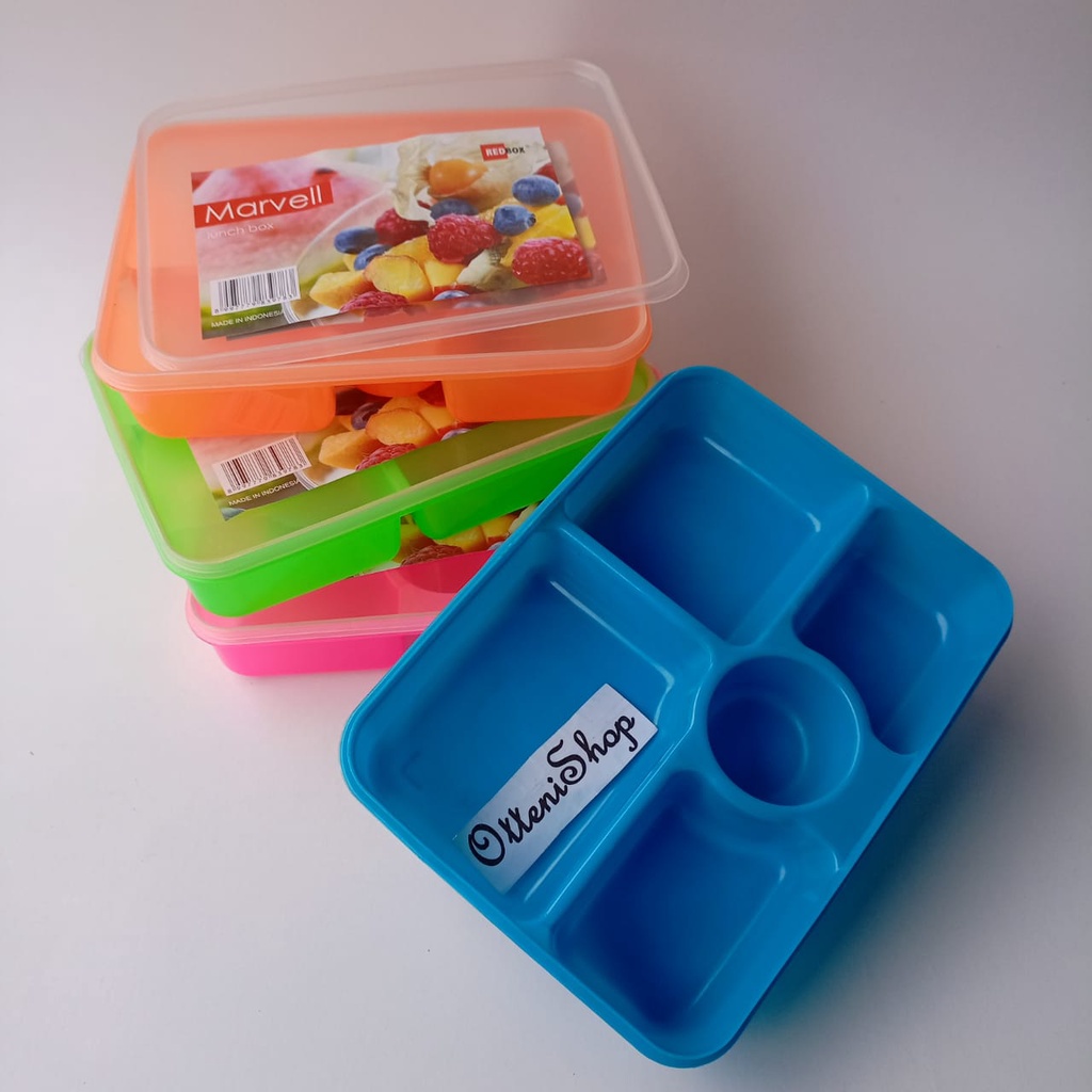 Jual Lunch box marvell 5 sekat Redbox kotak nasi plastik warna wadah ...