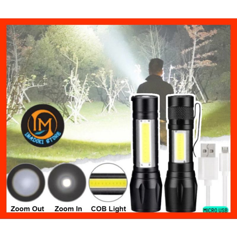 Jual Senter mini XPE COB LED super terang / senter swat charge / swat police light rechargeable ...