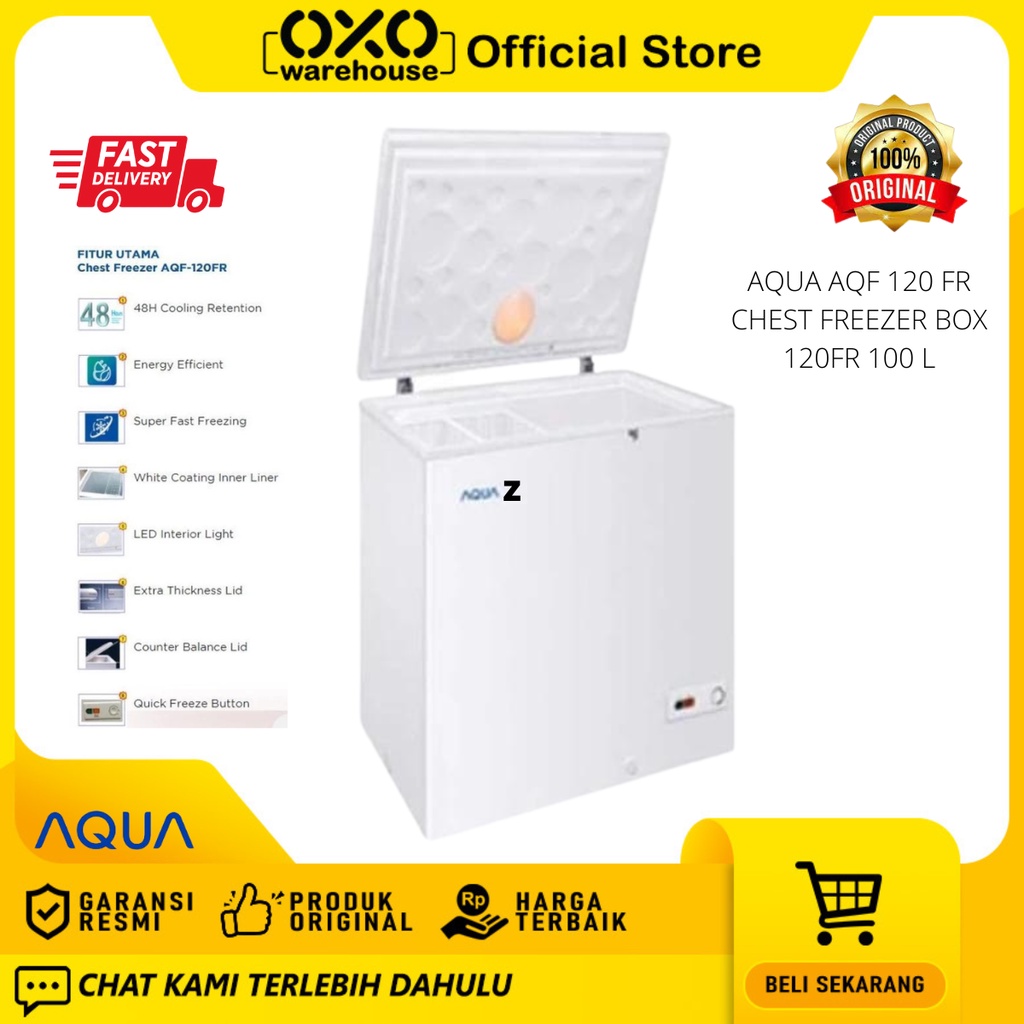 Jual AQUA Chest Freezer AQF 120 FR Lemari Es 100 Low Watt Garansi Resmi ...