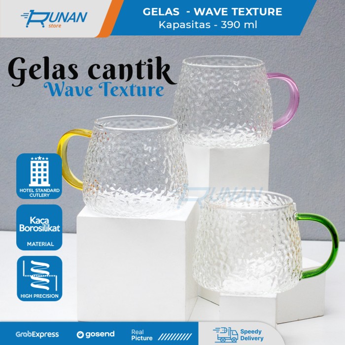 Jual Gelas Minum Teh Kopi - Borosilicate Glass 350ml Gelas Estetik Kaca ...