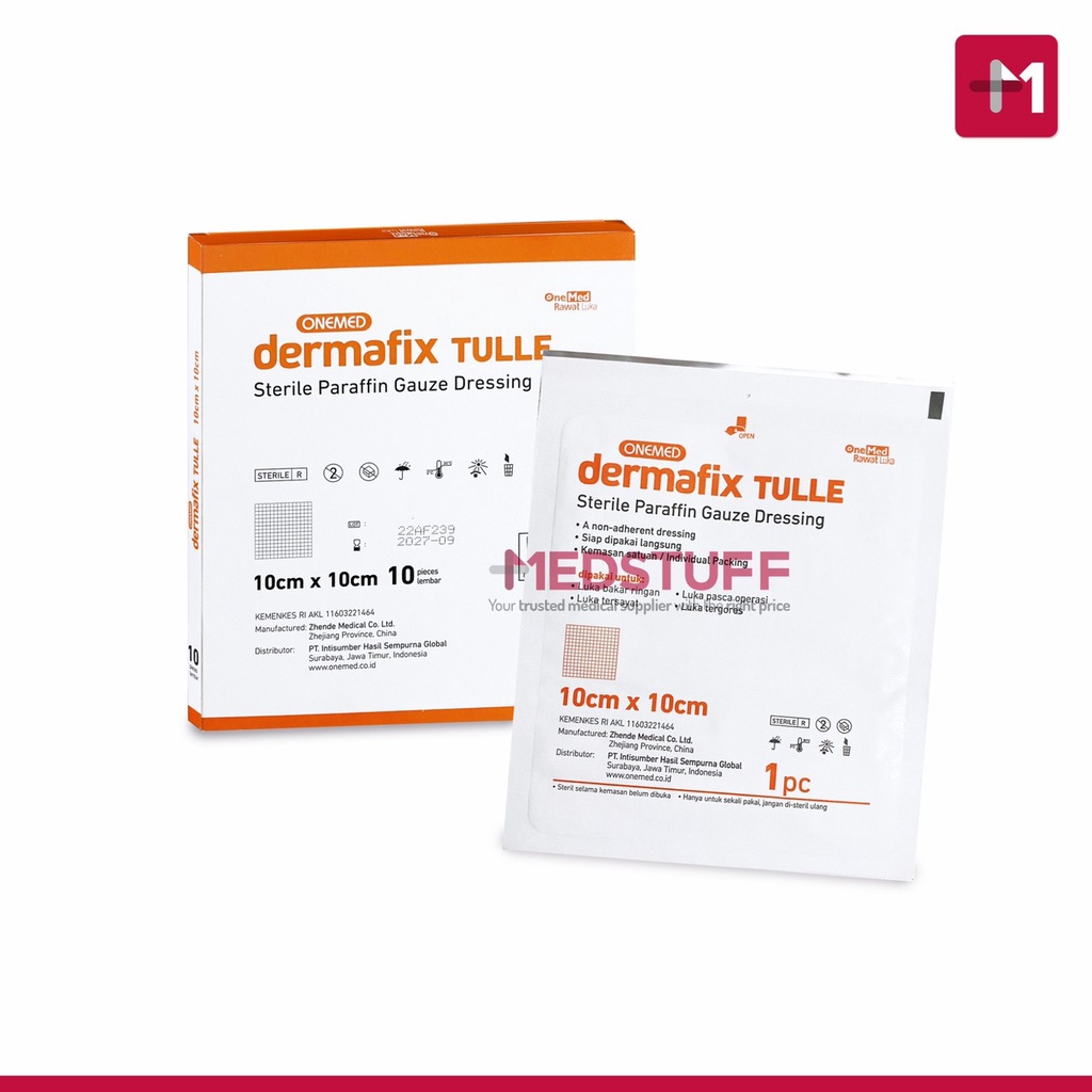 Jual Dermafix Tulle 10x10cm Paraffin Gauze Onemed isi 10s Kasa Steril ...