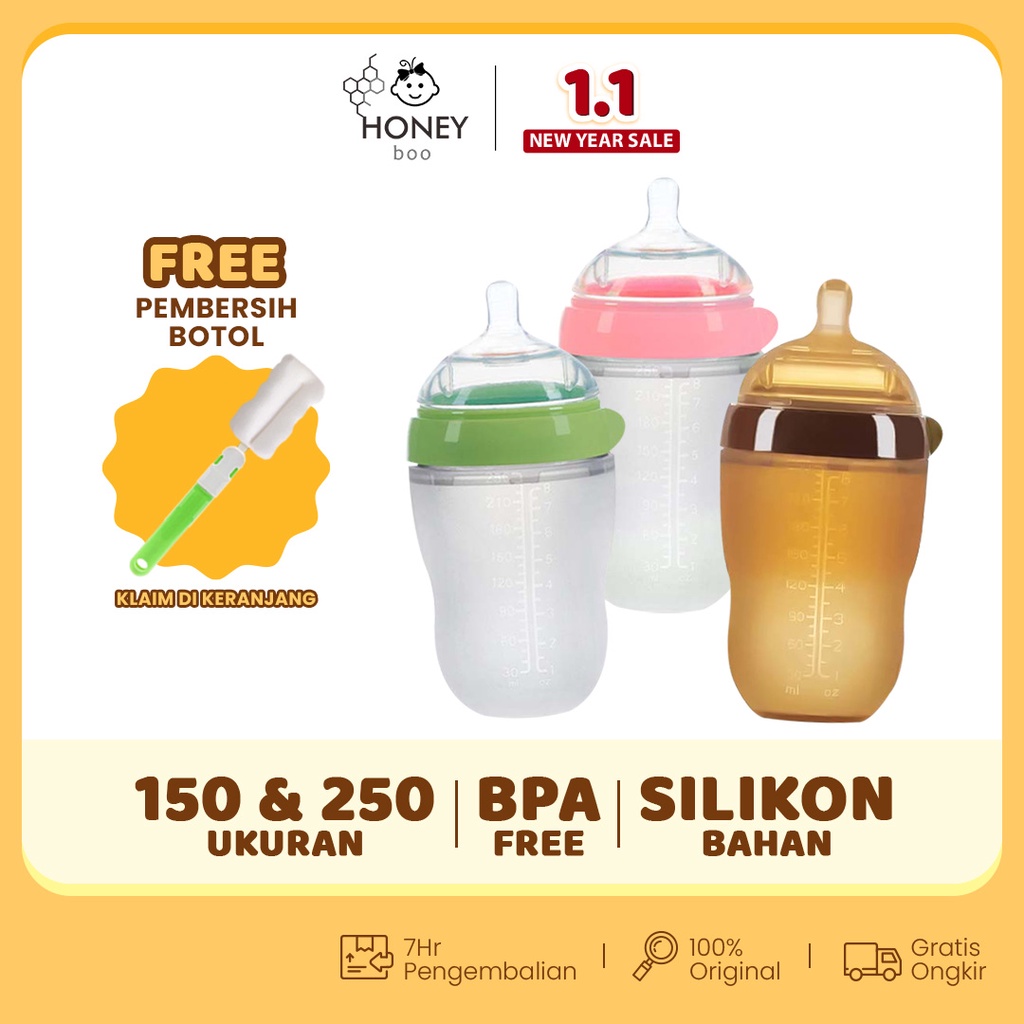 Jual Honey Boo - Botol Susu Bayi Silikon Anti Kolik Leher Lebar | Shopee Indonesia